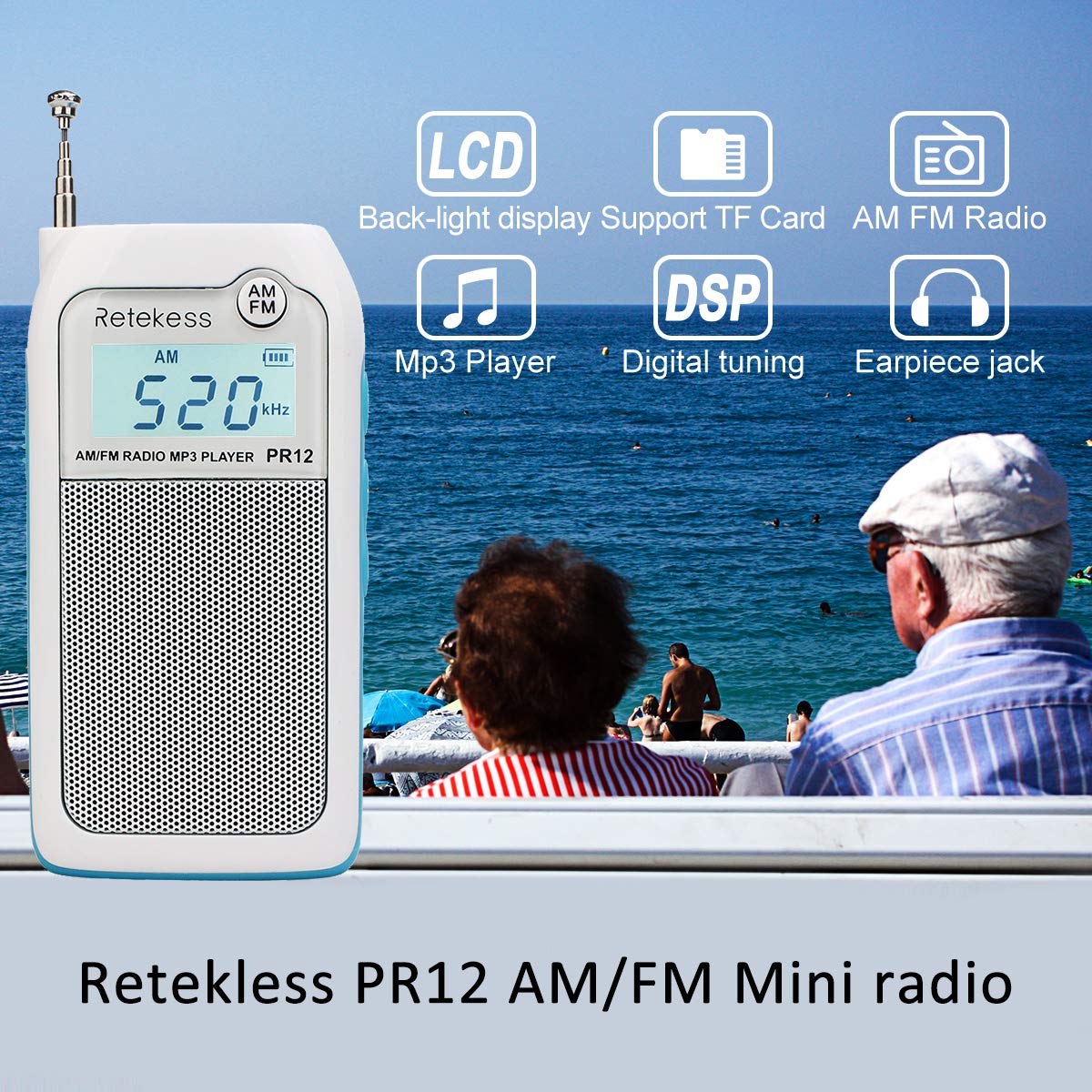 Retekess-PR12 ラジオ、dsp ラジオ、携帯ラジオ、USB、Tfカードをサポートラジオ、高齢者向けラジオ小型ラジオ、携帯ラジオ ...